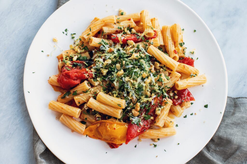Tomato-Basil Pasta with Walnut Gremolata | Tried and True Recipes