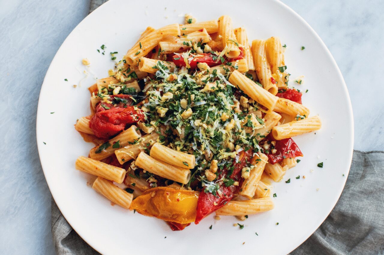 Tomato-Basil Pasta with Walnut Gremolata | Tried and True Recipes