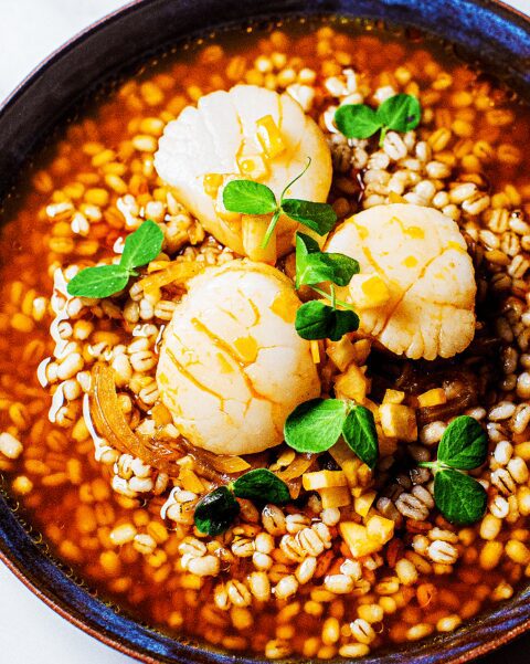 Poached Scallops in Spicy Dashi Broth | Tried and True Recipes