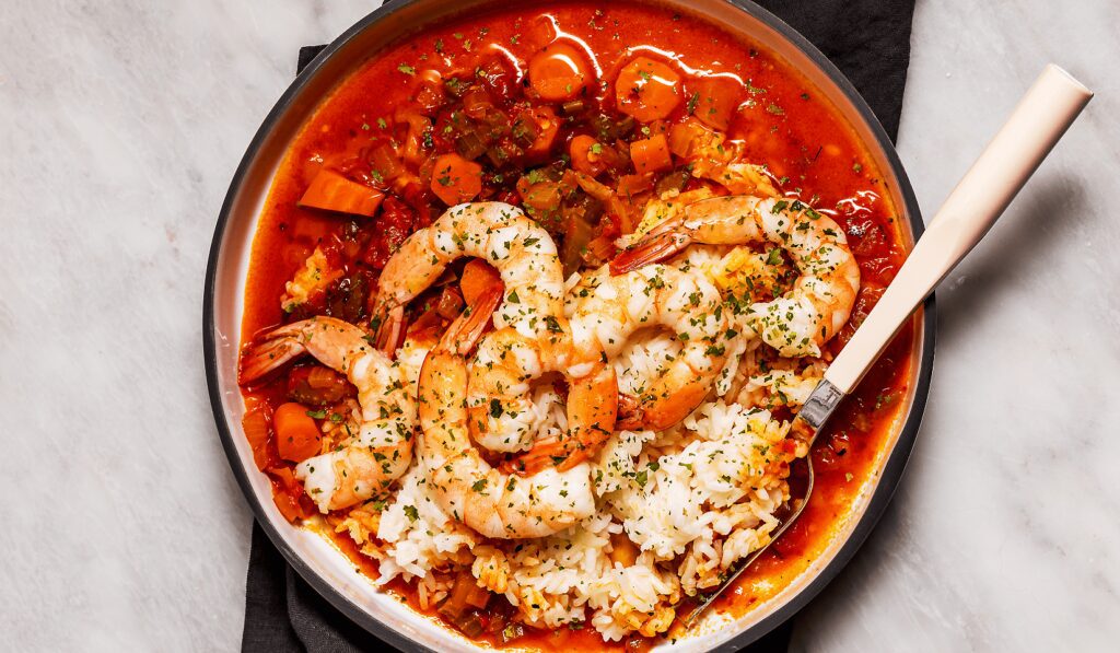 Poached Shrimp with Spicy Stew | Tried and True Recipes
