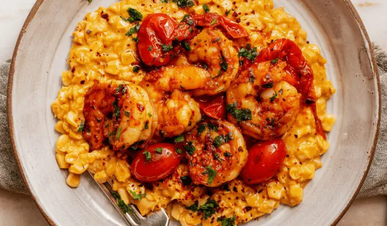 Aleppo Pepper Shrimp with Creamed Corn | Tried and True Recipes