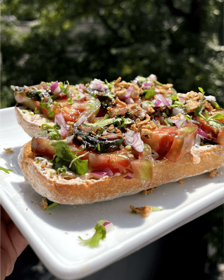 Vagharelu Dahi Tomato Toast | Tried and True Recipes